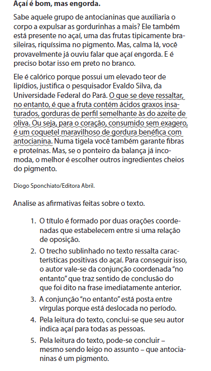 Leia O Texto Assinale A Alternativa Que Indica Todas As